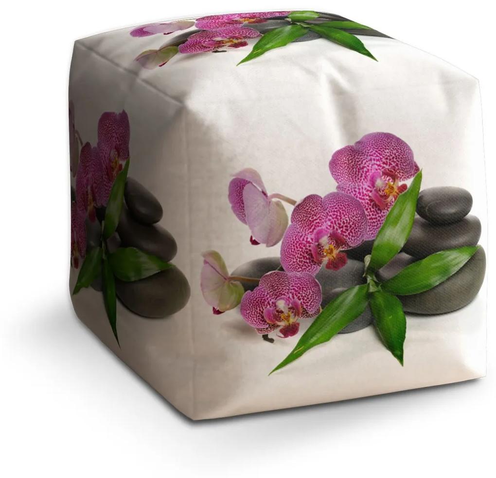 Sablio Taburet Cube Orchideje a kameny: 40x40x40 cm