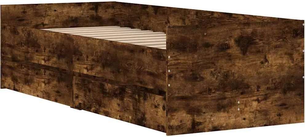 Rám postele se zásuvkami kouřový dub 100 x 200 cm 3207340