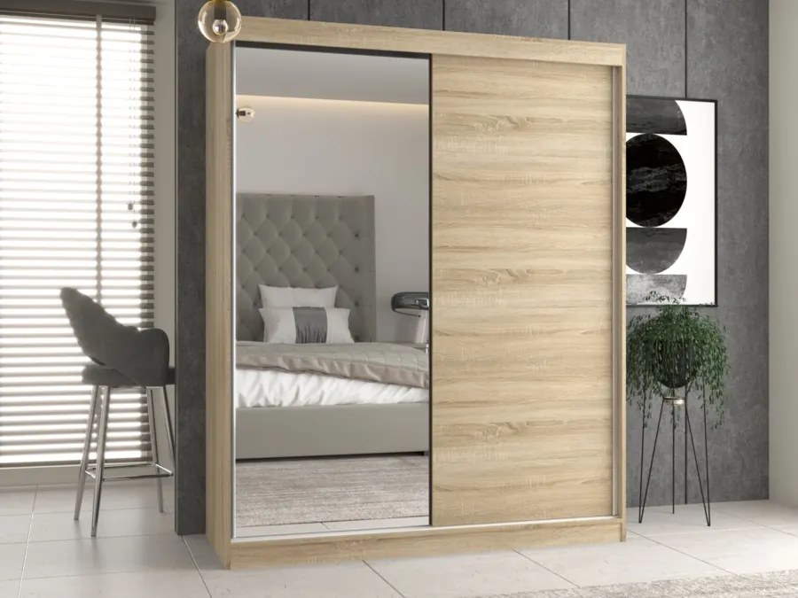 Šatní skříň se zrcadlem Iga 160 cm dub Sonoma