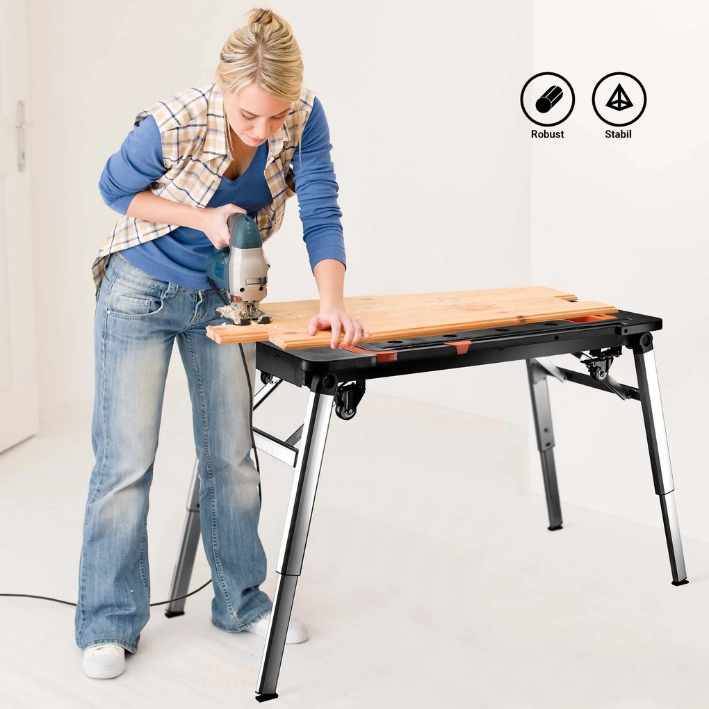 Pracovní stůl Wiltec – 108,5 × 55 × 52 cm, 250 kg (65005)