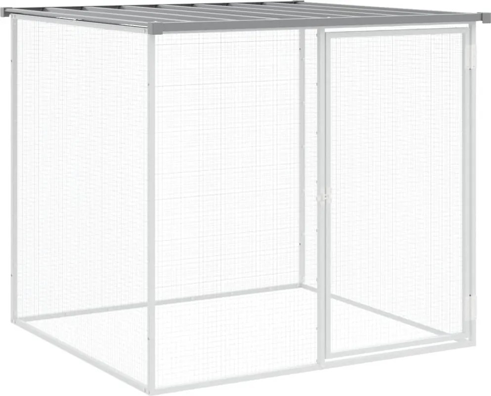 Klec pro kuřata se střechou světle šedá 403 x 98 x 90 cm ocel 3189045
