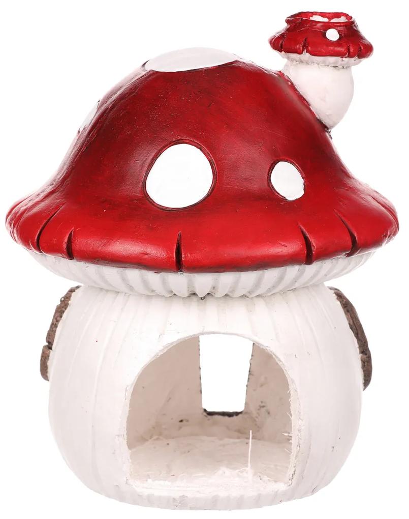 Houbový domeček na čajovou či LED svíčku, dekorace z MgO keramiky - ALA1018