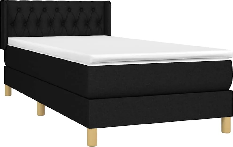 Box spring postel s matrací černá 90x190 cm textil 3130475