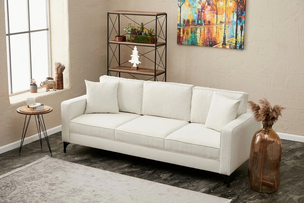 Atelier del Sofa 3-místná pohovka Berlin - Cream, Black, Krémová, Černá