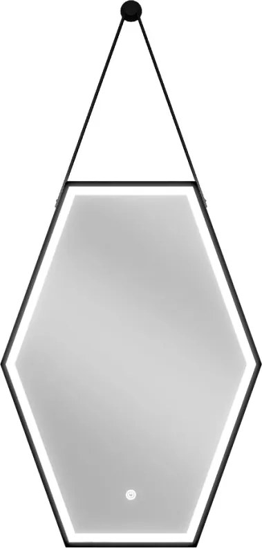 Mexen Orla, LED koupelnové zrcadlo s podsvícením a černým rámem 50x70 cm, 6000K, ochrana proti zamlžování, 9815-050-070-611-70