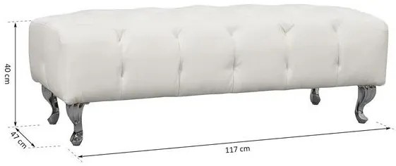 Goleto Čalouněná retro lavice 117 x 47 x 40 cm | bílá