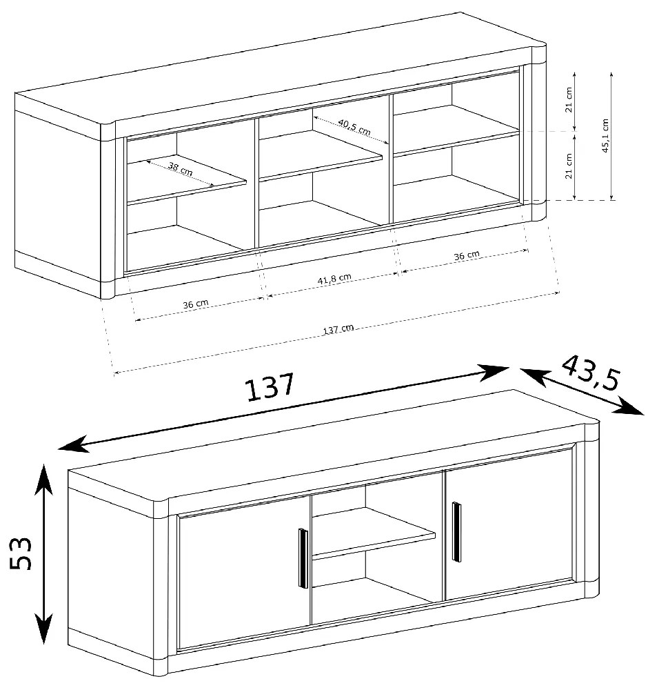 DALLAS s | TV stolek D12 | 137 cm | sonoma