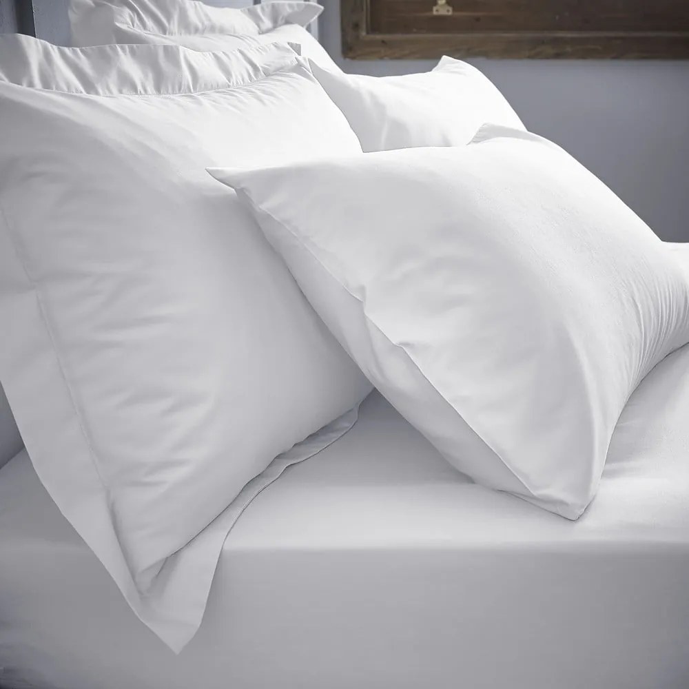 Bílé napínací prostěradlo z bavlněného perkálu 135x190 cm Cotton Percale – Bianca