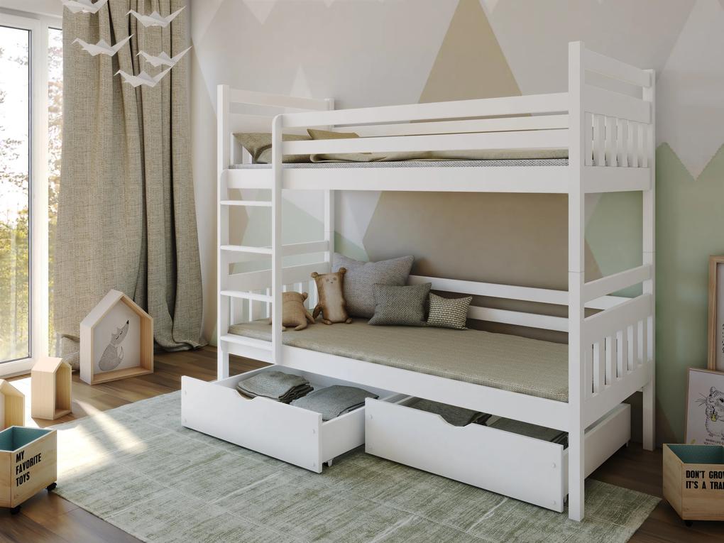 Dětská patrová postel 90 cm Aras (bílá) (s rošty). 615001