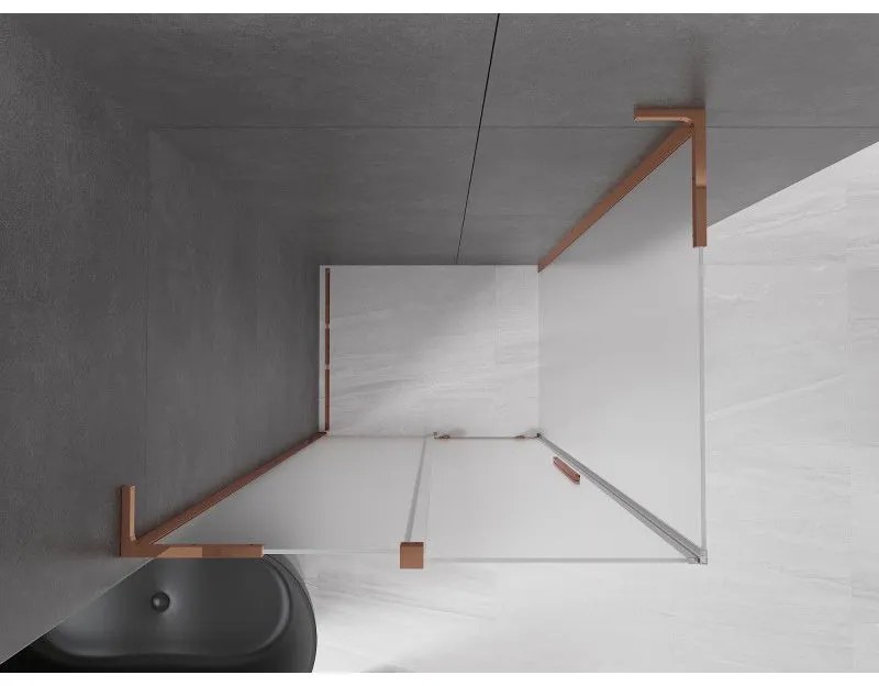 Mexen Velar L, sprchový kout s posuvnými dveřmi 100 x 110 cm, 8mm sklo námraza, růžové zlato, 871-100-110-33-60
