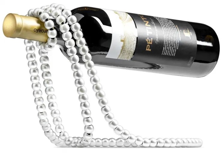 015106 DR Stojan na víno - Perlový náhrdelník Bílá