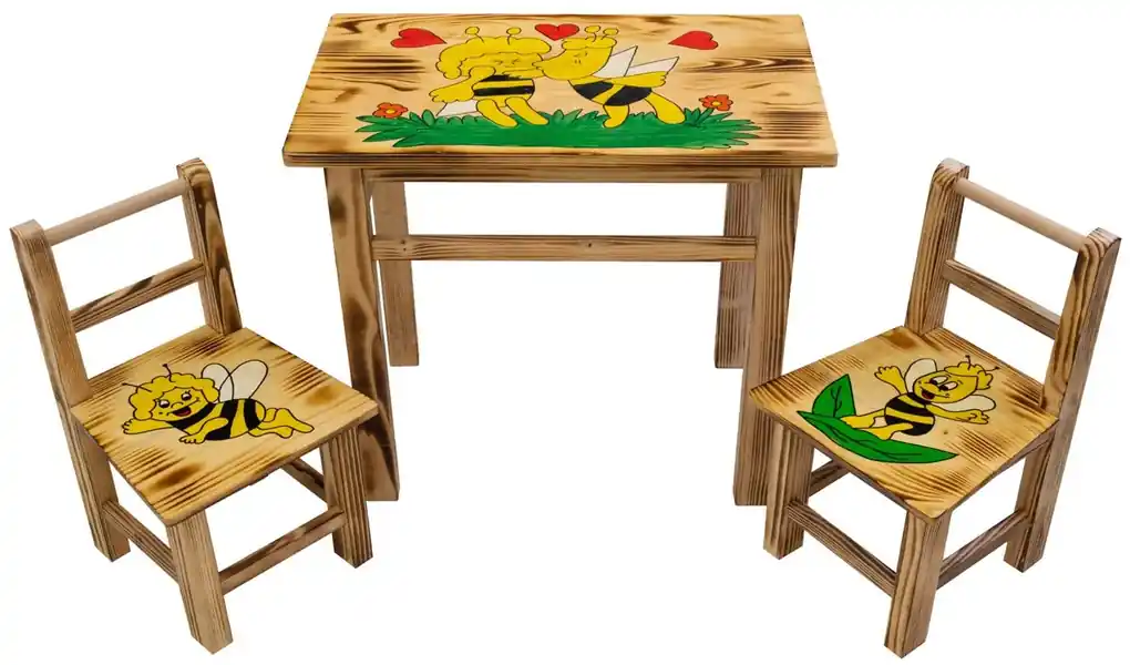 Bestent Dětský dřevěný stolek Včelka Mája + 2 židle | BIANO