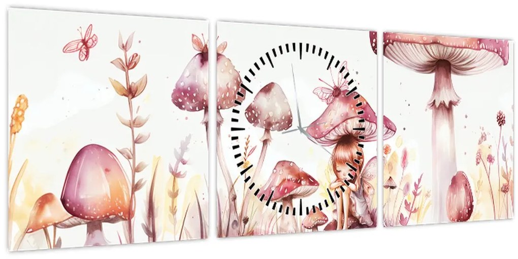 Obraz - Růžová víla (s hodinami) (90x30 cm)