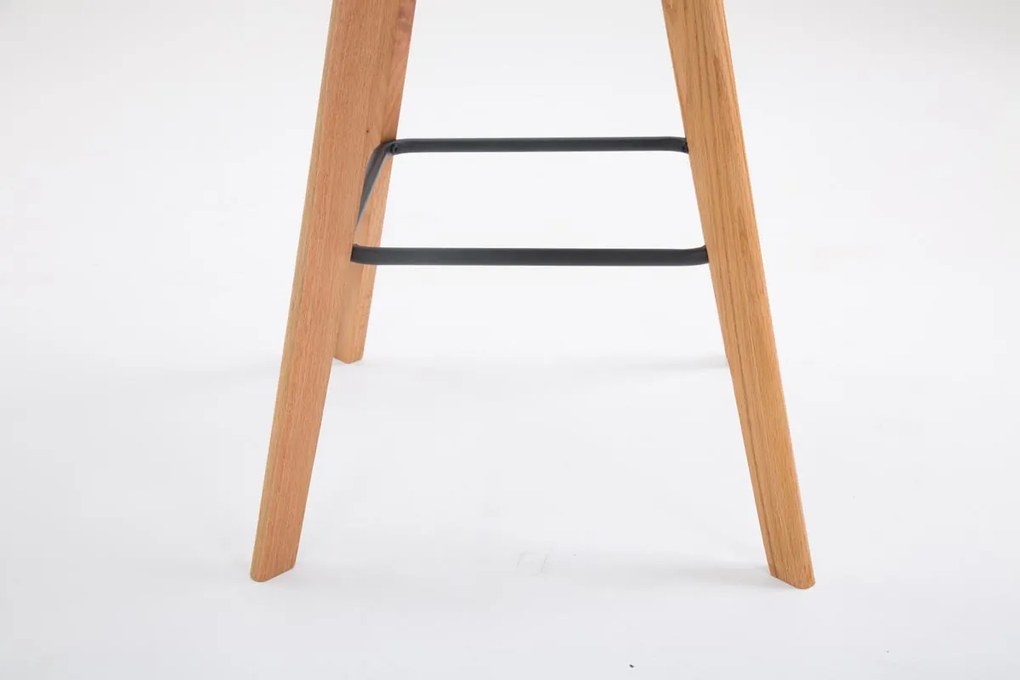 Barová židle Metz umělá kůže přírodní konstrukce – šedá