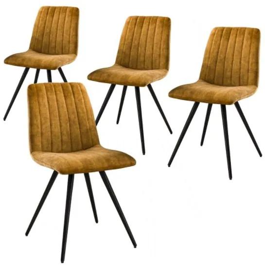 Jídelní židle Elkana - set 4 ks Golden velvet
