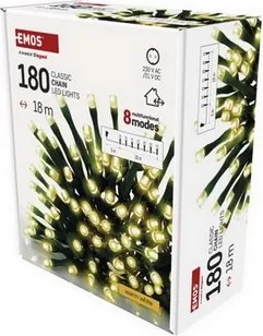 Vánoční osvětlení EMOS D4AW24 180LED řetěz 18m teplá bílá programy s časovačem
