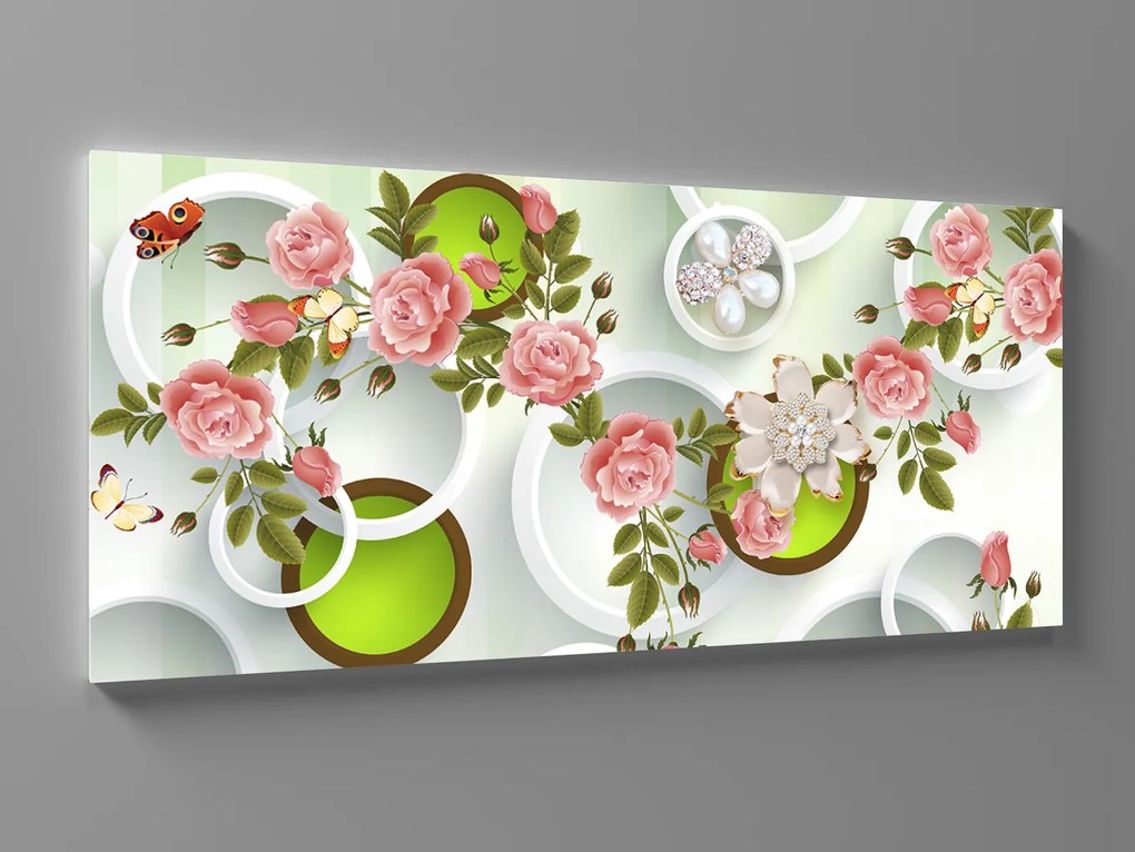 Liox 3D obraz květy růže Rozměr: 100 x 45 cm