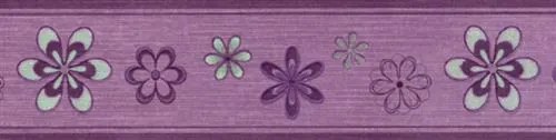 Samolepící bordura květy fialovo-stříbrné 50012 5 m x 5 cm IMPOL TRADE
