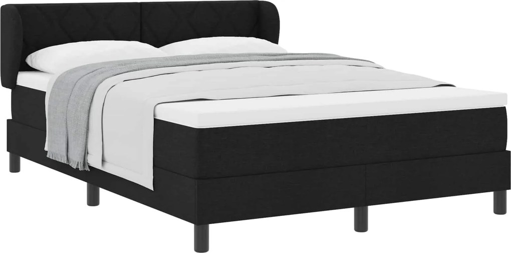 Postel s boxspringem s čelo Černá 140 x 190 cm textil 3340082