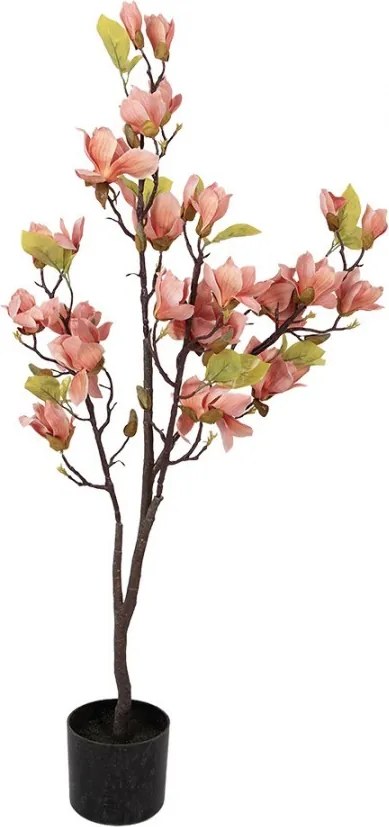 Dekorační stromek Magnolia s lososovými květy - 20*15*120 cm