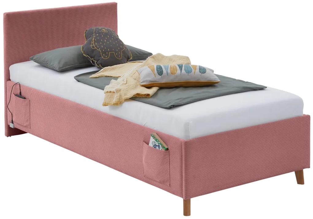 OnaDnes -20% Růžová manšestrová postel Meise Möbel Cool 90 x 200 cm