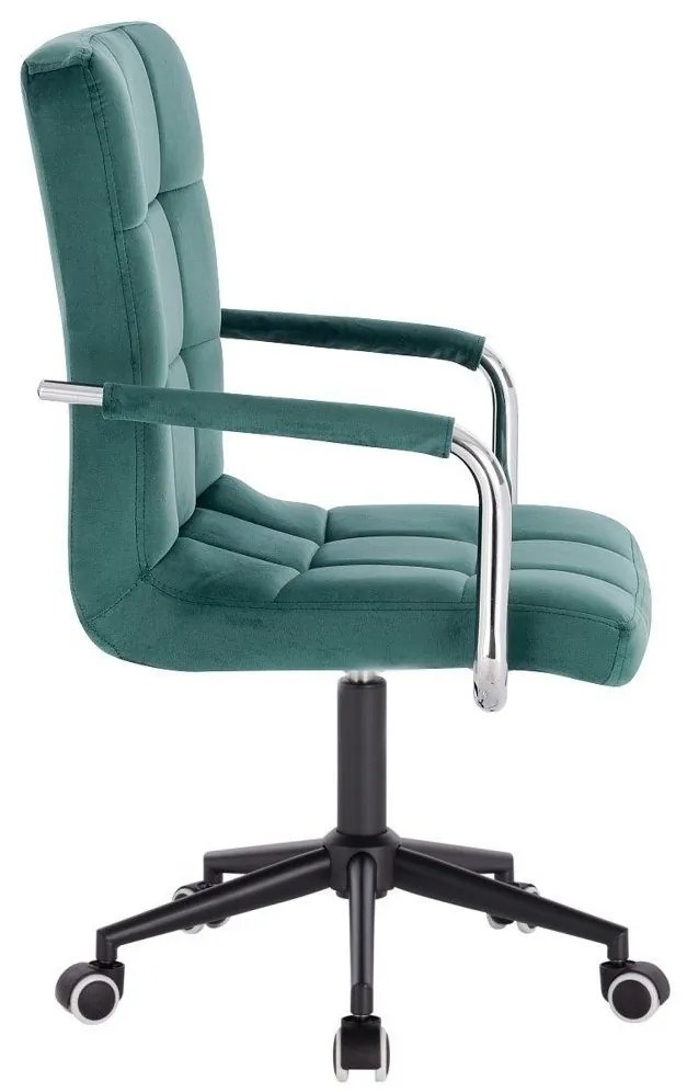 LuxuryForm DESIGN Otočná židle VERONA VELUR na černé podstavě s kolečky - zelená