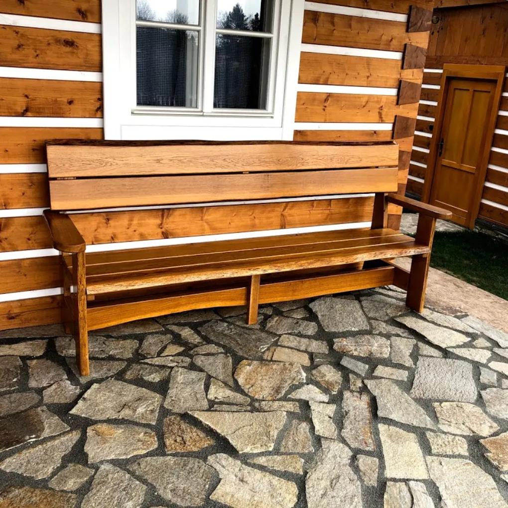 KULHÁNEK Zahradní lavice s područkami - rustikální Délka: 150 cm, Odstín nátěru: olej - teak