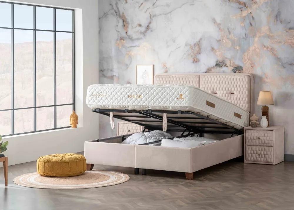 Čalouněná postel RELAX NEW s matrací - béžová 100 × 200 cm