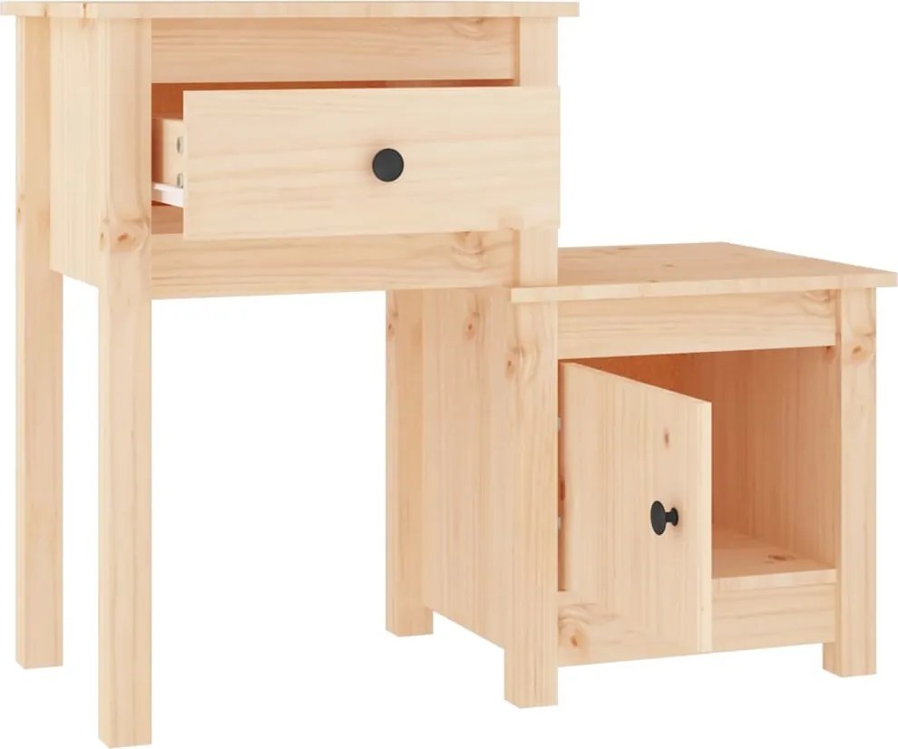 vidaXL Noční stolek 79,5 x 38 x 65,5 cm masivní borové dřevo [814539] Barva: Bílá