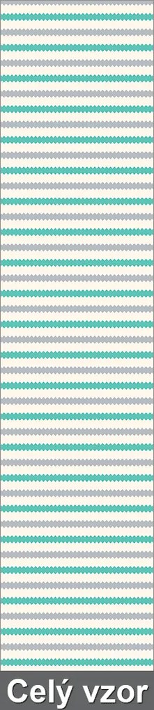 Textilesland Běhoun s motivem RETRO HORIZONTAL TURQUOISE