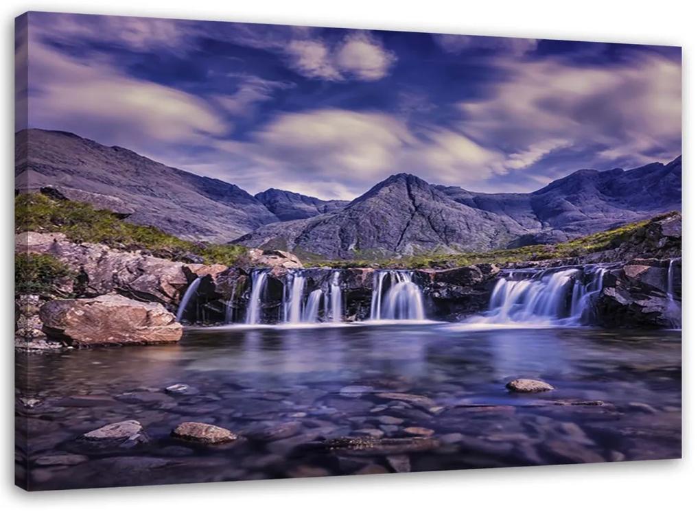 Obraz na plátně Vodopád Horská krajina - 100x70 cm