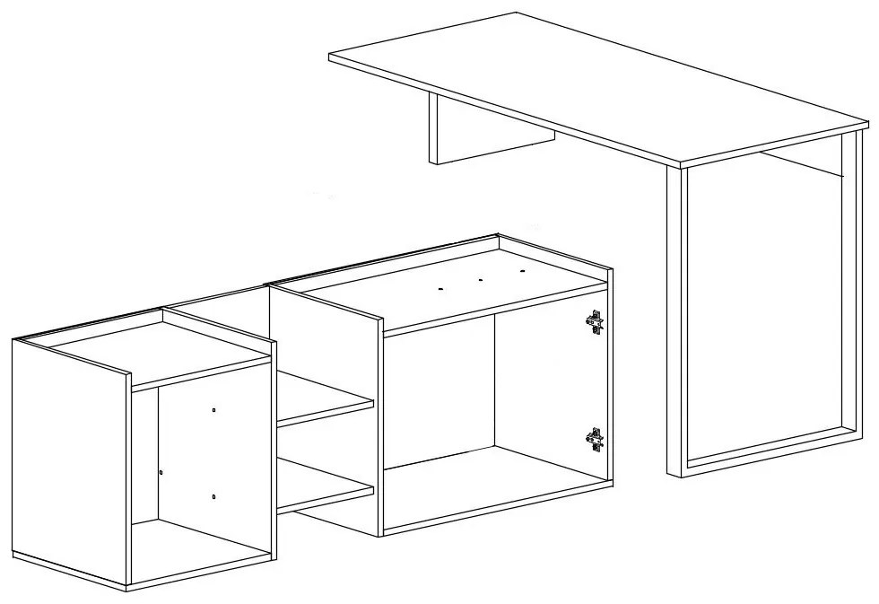 Psací stůl se skříňkou Raquel - dub písečný/zelená/černá