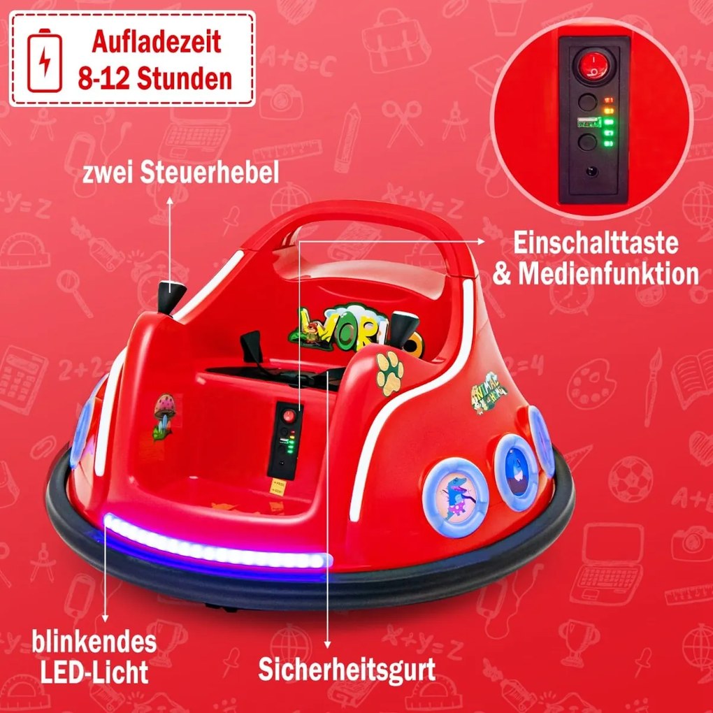 Costway 12 V dětské nárazníkové auto 360 otočení o stupeň s hudbou a světly