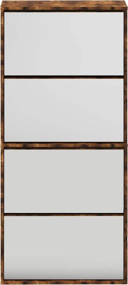 Botník se zrcadlem 4patrový kouřový dub 63 x 17 x 134 cm 3228277