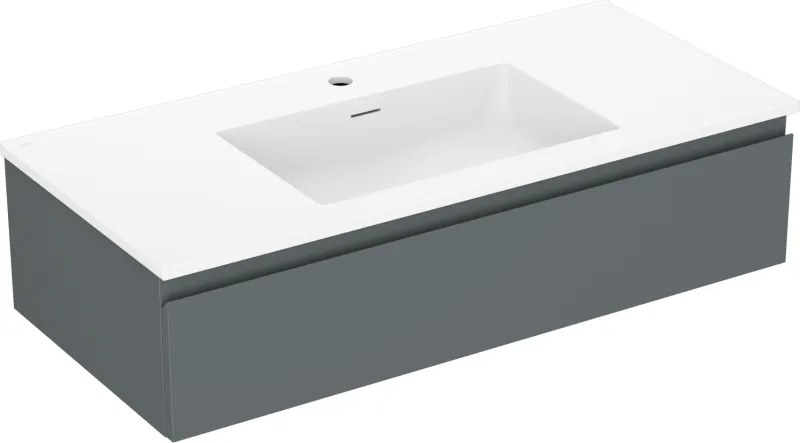 Mexen Orio, koupelnová skříňka 100 cm s umyvadlem Otis, 1 zásuvka, grafitová matná/bílá matná, 91A10-10023-1-BF66-W18M01
