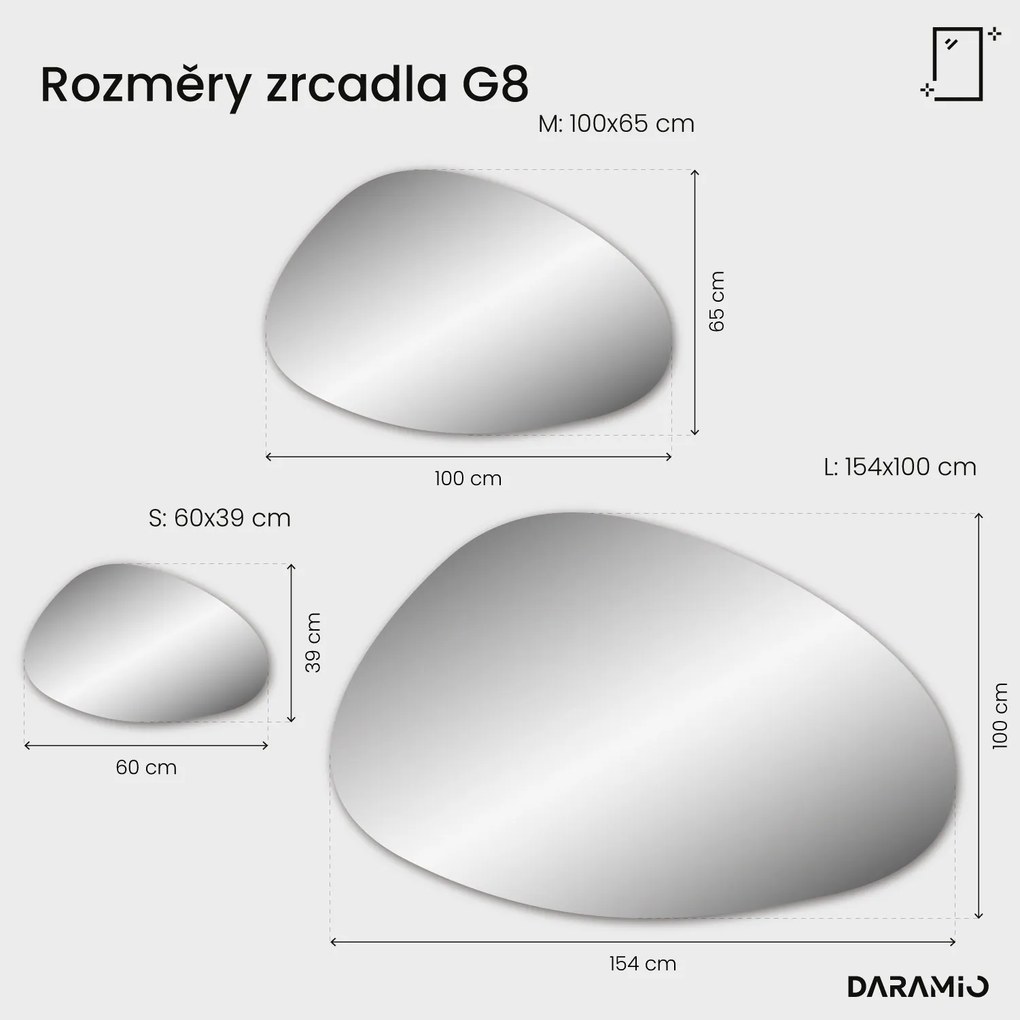 Zrcadlo do koupelny ve tvaru oblázku s LED osvětlením G8