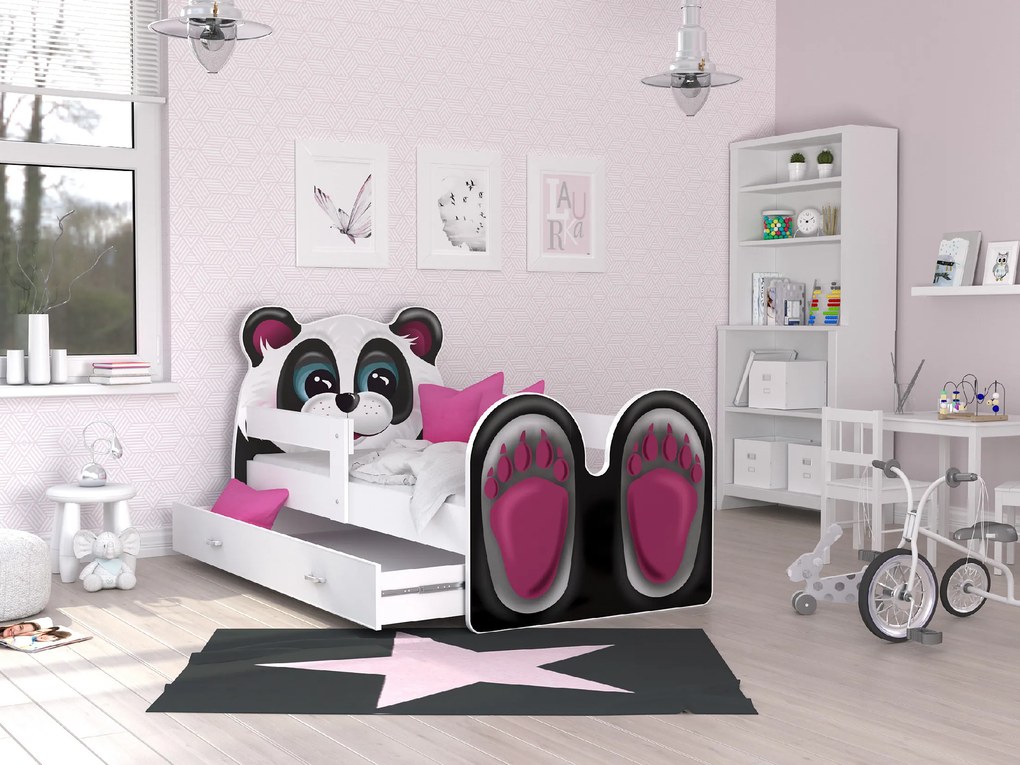 Svět pokojů Dětská postel zvířátko se šuplíkem - panda Rozměr: 140x80 cm, Matrace: Ano