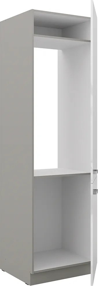 BIANCA sb | vysoká skříňka 60 LO-210 2F na vestavnou lednici | 60 cm | světle šedá/bílá lesk