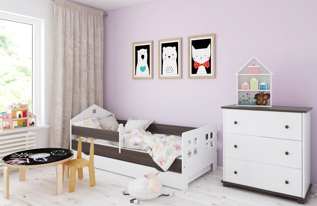 BabyBeds Dětská postel POLA Velikost postele: 160x80 cm, Barevné provedení: Šedá, Úložný prostor: Ano, s úložným prostorem Bílá