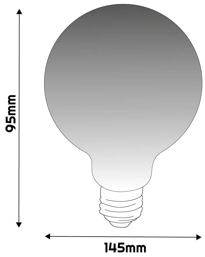 BERGE LED žárovka G95 - E27 - 8W - FILAMENT - kouřová - teplá bílá