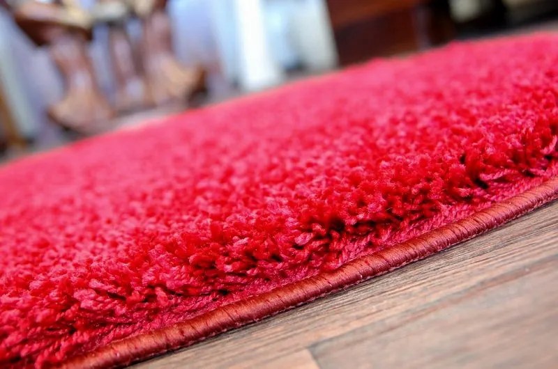 Kulatý koberec SHAGGY Hiza 5cm bordó