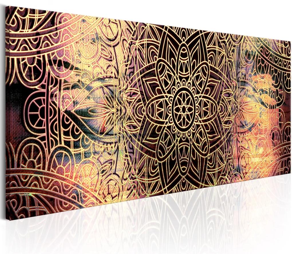 Obraz Mandala medová + háčky a hřebíčky ZDARMA Velikost (šířka x výška): 135x45 cm