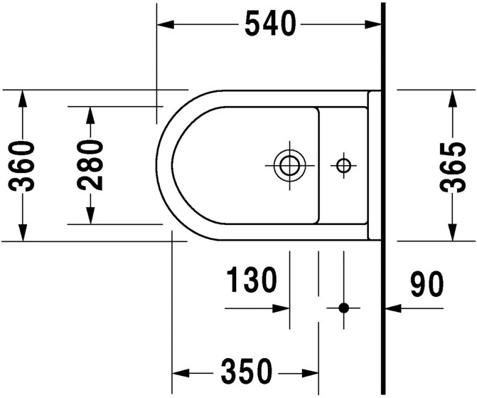 Duravit Starck 3 - závěsný bidet 36x54 cm + Wondergliss 22301500001