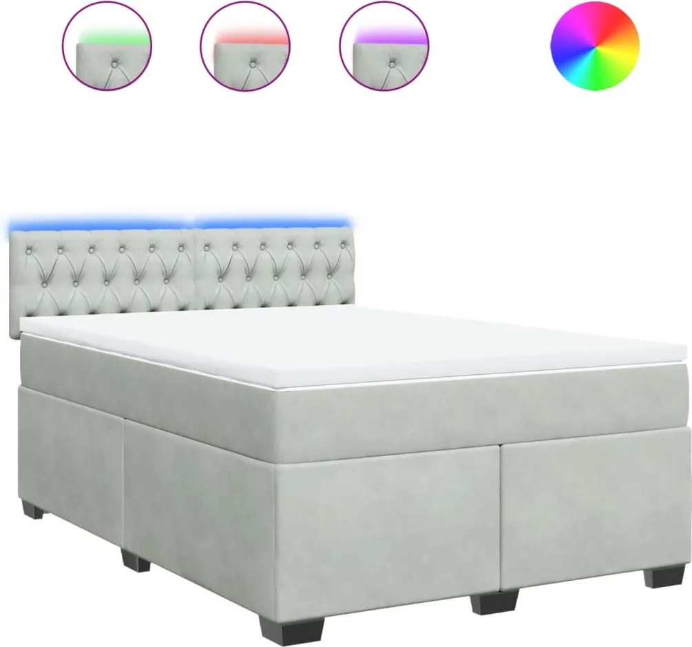 Box spring postel s matrací světle šedá 140x200 cm samet 3288636