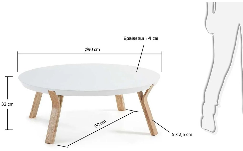 OnaDnes -20% Bílý lakovaný konferenční stolek Kave Home Dilos 90 cm