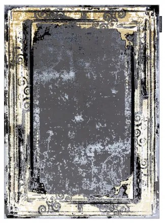 Moderní koberec DE LUXE 628 ornament vintage - Strukturální šedá / zl