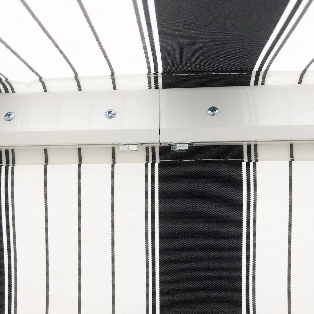 Balkonová markýza Outsunny, 3,95 x 2,45 x 3,50 m, odolná proti UV záření, pro všechny povrchy, s ruční klikou, hliník, polyester, bílá + modrá | Aoso