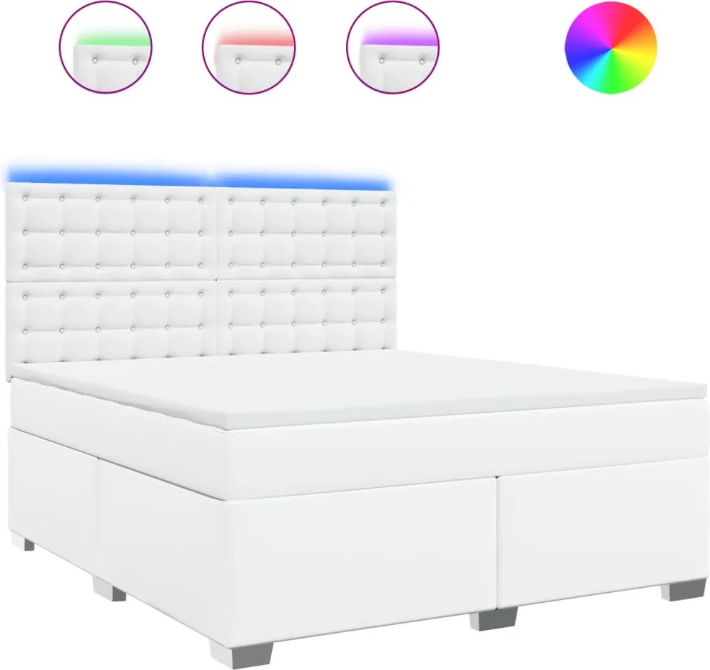 Box spring postel s matrací bílá 180x200 cm umělá kůže 3293033