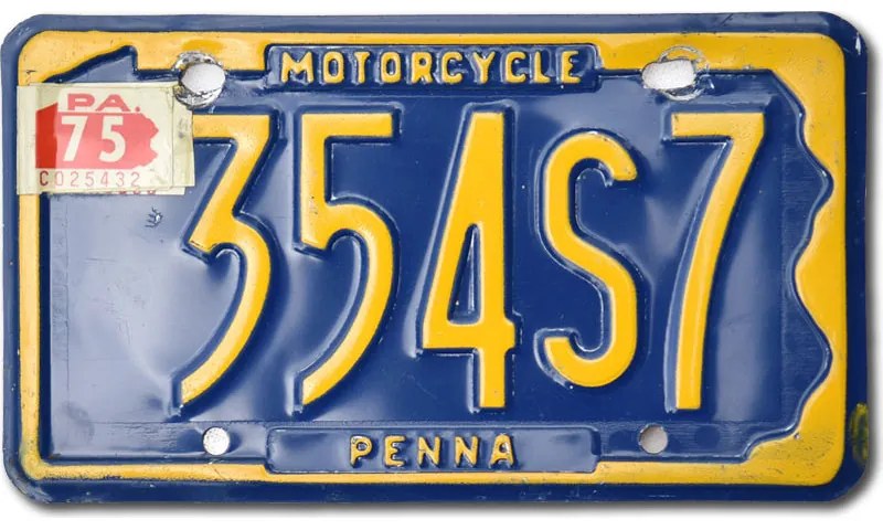 Americká SPZ Pennsylvania 354S7 moto