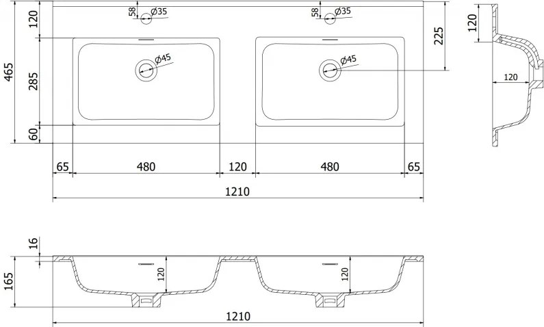 Mexen Otis, dvojumyvadlo pro zapuštění 121 x 46,5 cm, bílá lesklá, 25181200D